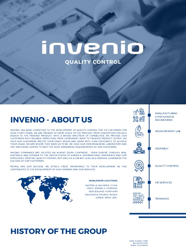 Invenio Presentation - Quality Control | PDF | Logistics | Iso 9000