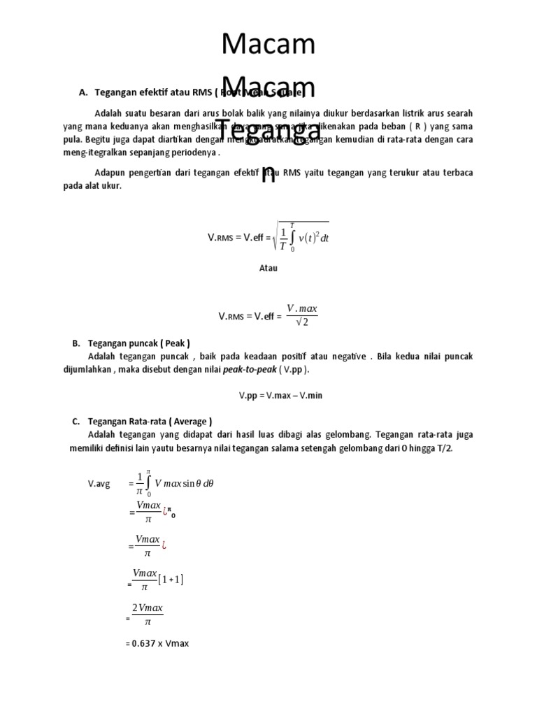 Tegangan RMS, Puncak, dan Rata-rata | PDF