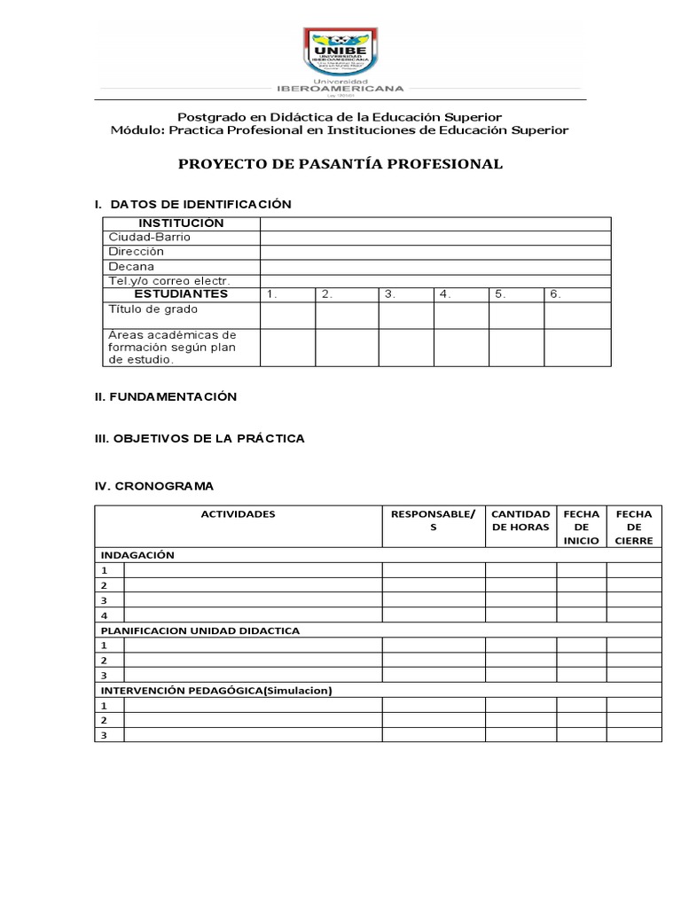 Formato Proyecto de PASANTÍA PROFESIONAL | PDF