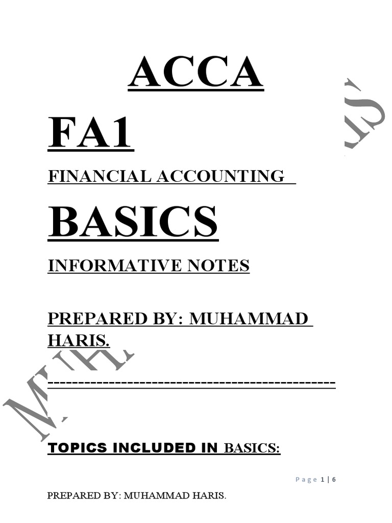 Acca Fa1 Basics | PDF | Financial Transaction | Business