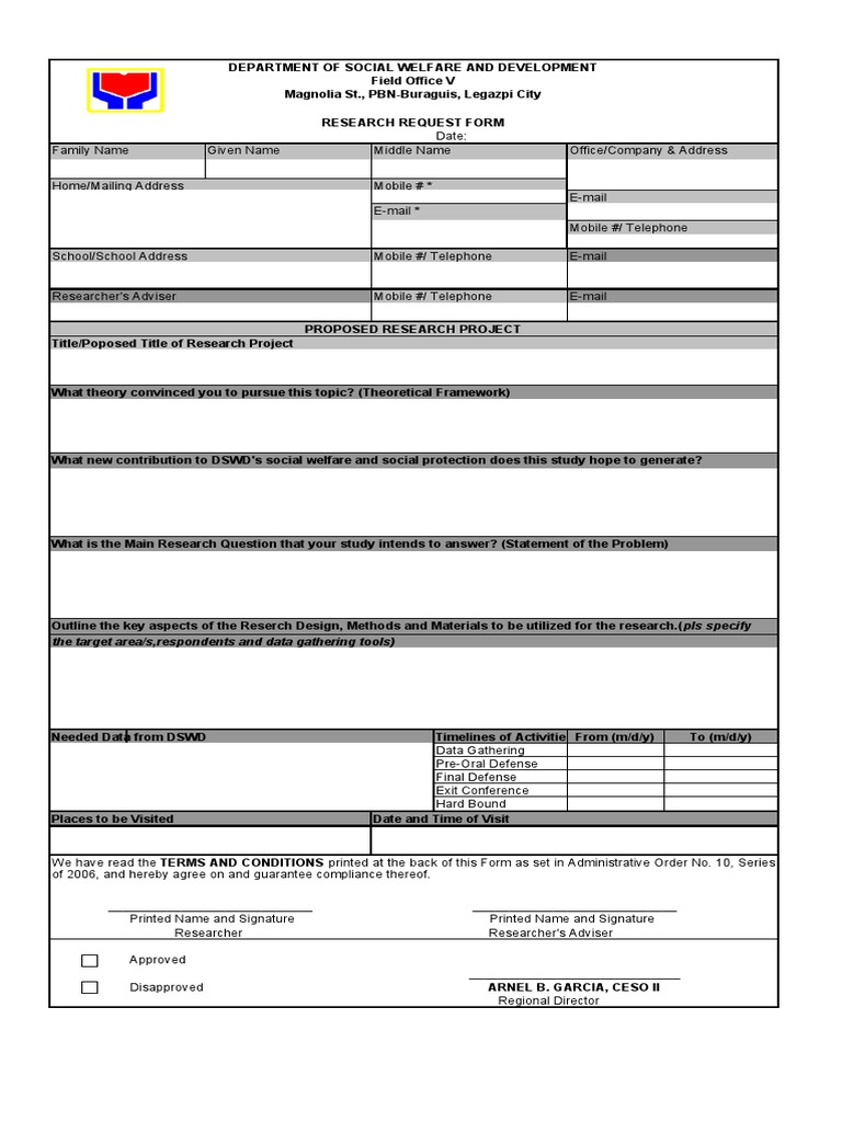 Revised Research Request Form Undergrad and Masteral Back Front | PDF ...