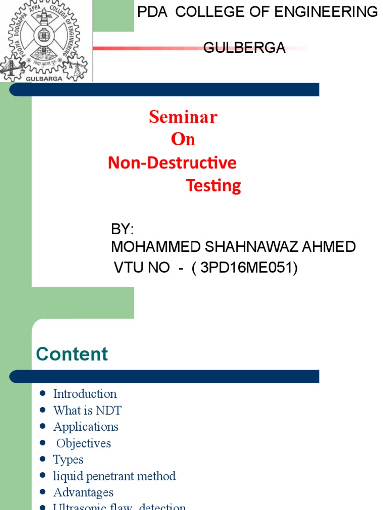 Mech NDT PPT (1) Final.. | PDF | Nondestructive Testing | Materials