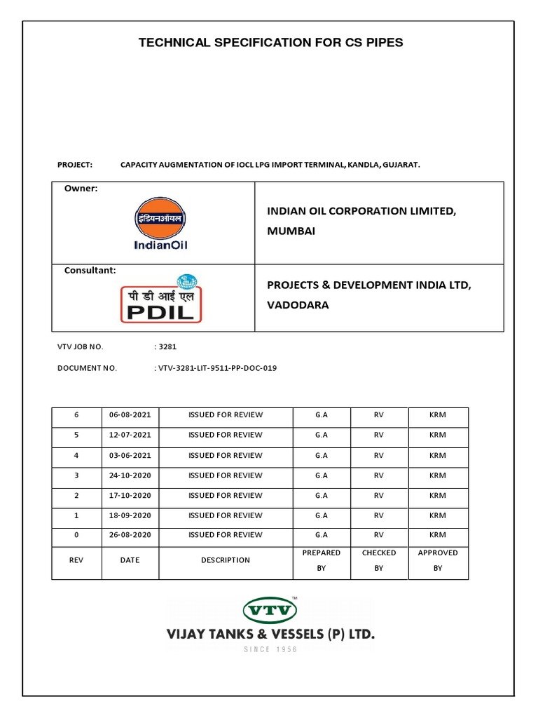 Vtv-3281-Lit-9511-Pp-Doc-019 R6 | PDF | Pipe (Fluid Conveyance) | Construction