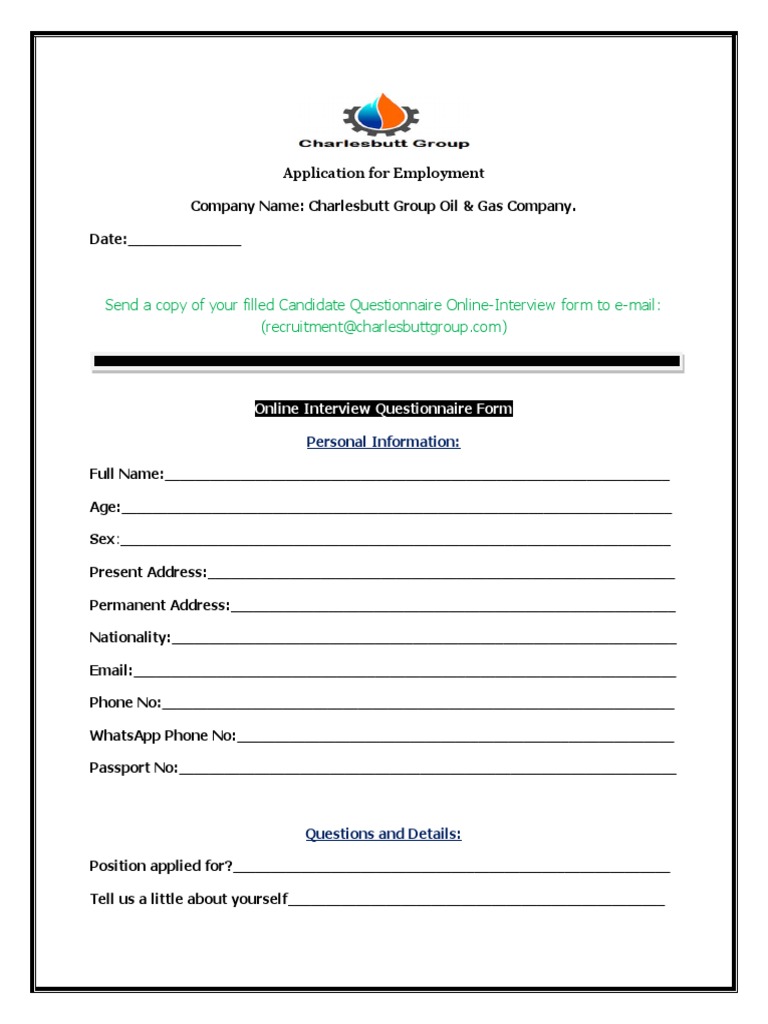 Questionnaire Online-Interview Form Eee | PDF