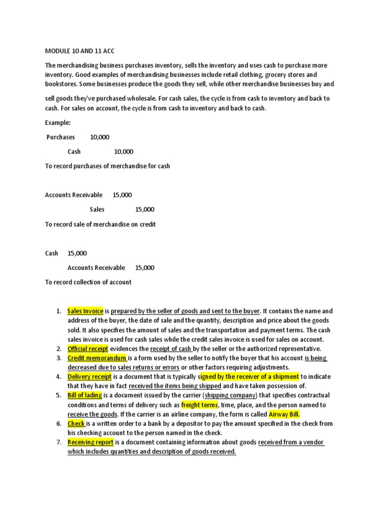 Module 10 and 11 Acc | PDF | Invoice | Receipt