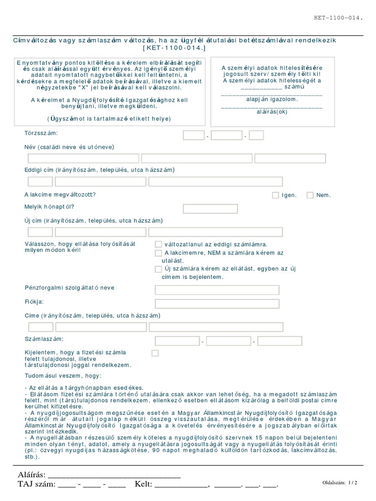 B04 Nyugdíj Folyósítás Számlaszámra | PDF