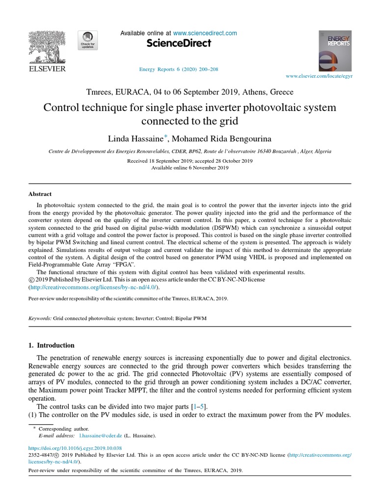 Control Technique For Single Phase Inverter Photovoltaic Syst - 2020 ...