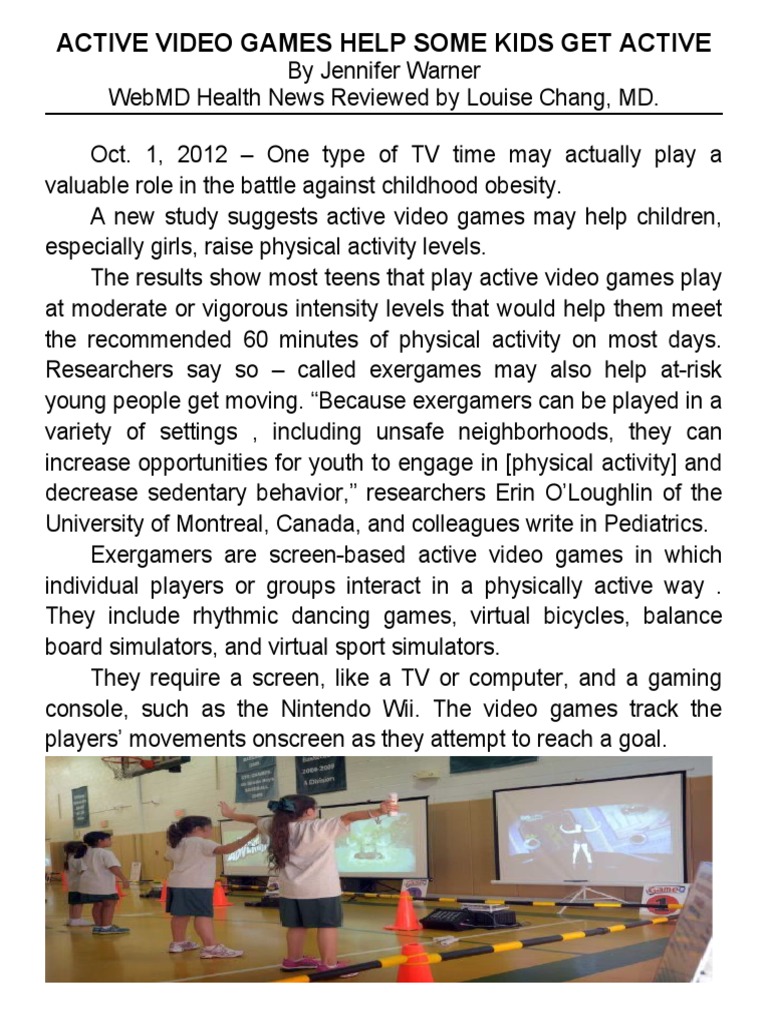 Active Video Games Boost Kids' Fitness | PDF | Video Games
