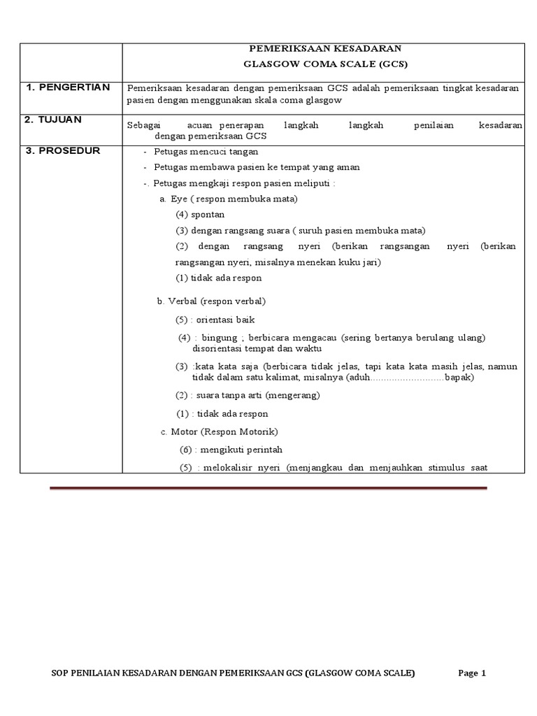 Panduan Pemeriksaan GCS | PDF