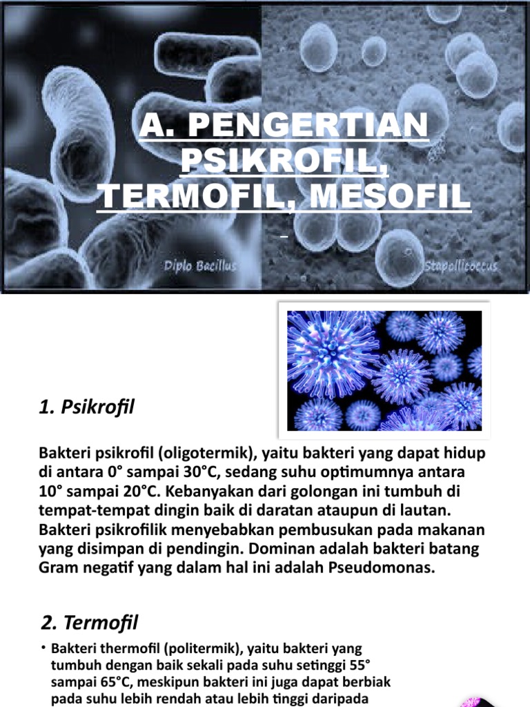 Pengertian Psikrofil, Termofil, Mesofil | PDF