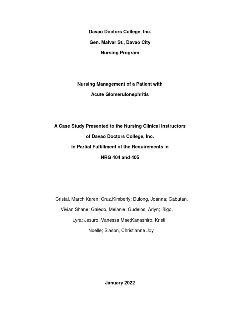 G1 Acute Glomerulonephritis Case Analysis | PDF | Chronic Kidney ...