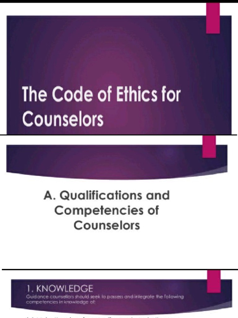 Code of Ethics For Counselor | PDF