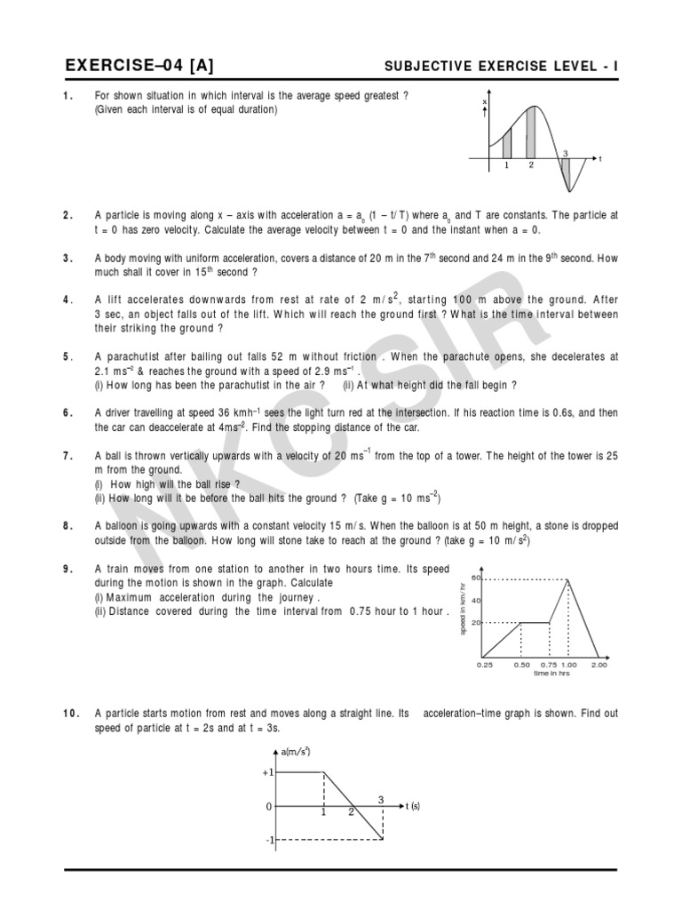 Kinametics Exercise 4A | PDF | Acceleration | Velocity Kinametics Exercise 4A | PDF | Acceleration | Velocity