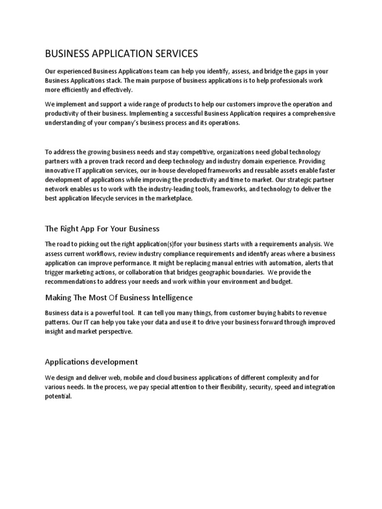 Business Application Services | PDF | Mobile App | Web Application