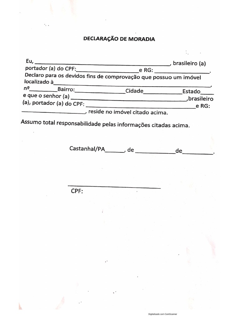 Declaração de Moradia | PDF Declaração de Moradia | PDF