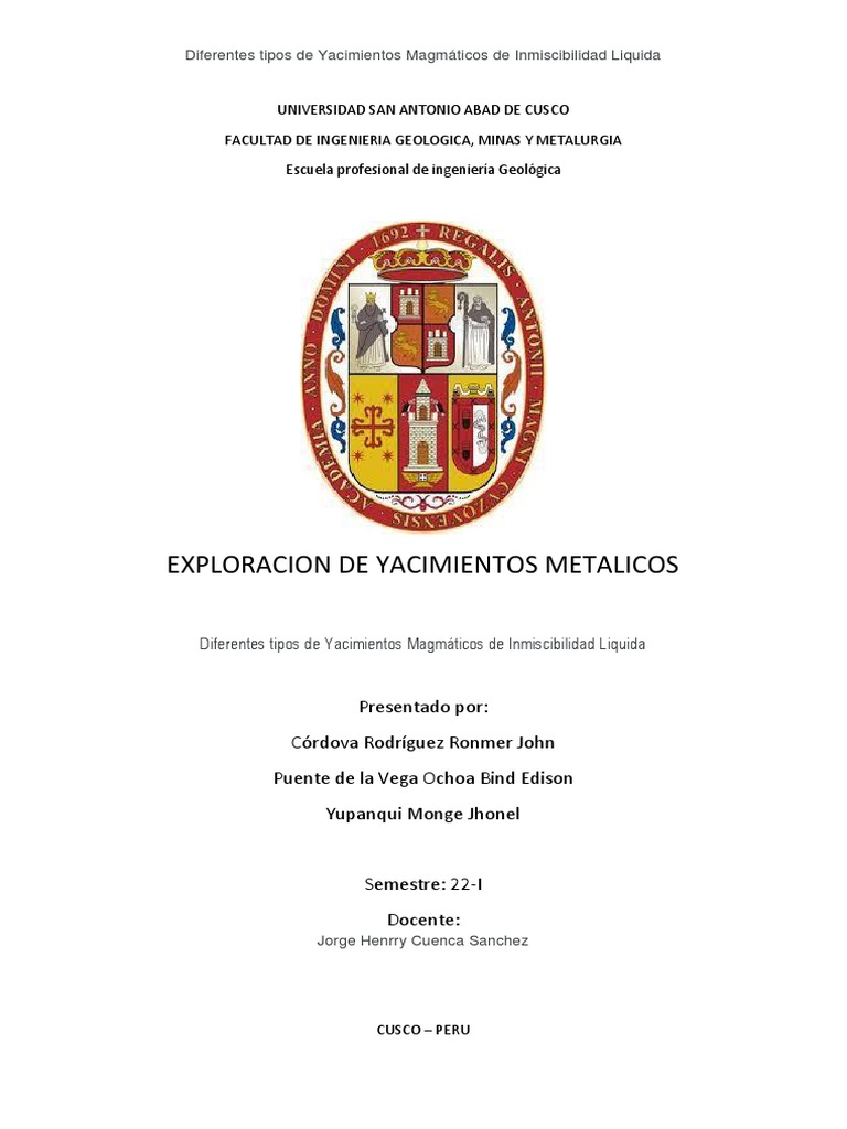Yacimientos de Inmiscibilidad Líquida | PDF | Magma | Roca (geología)