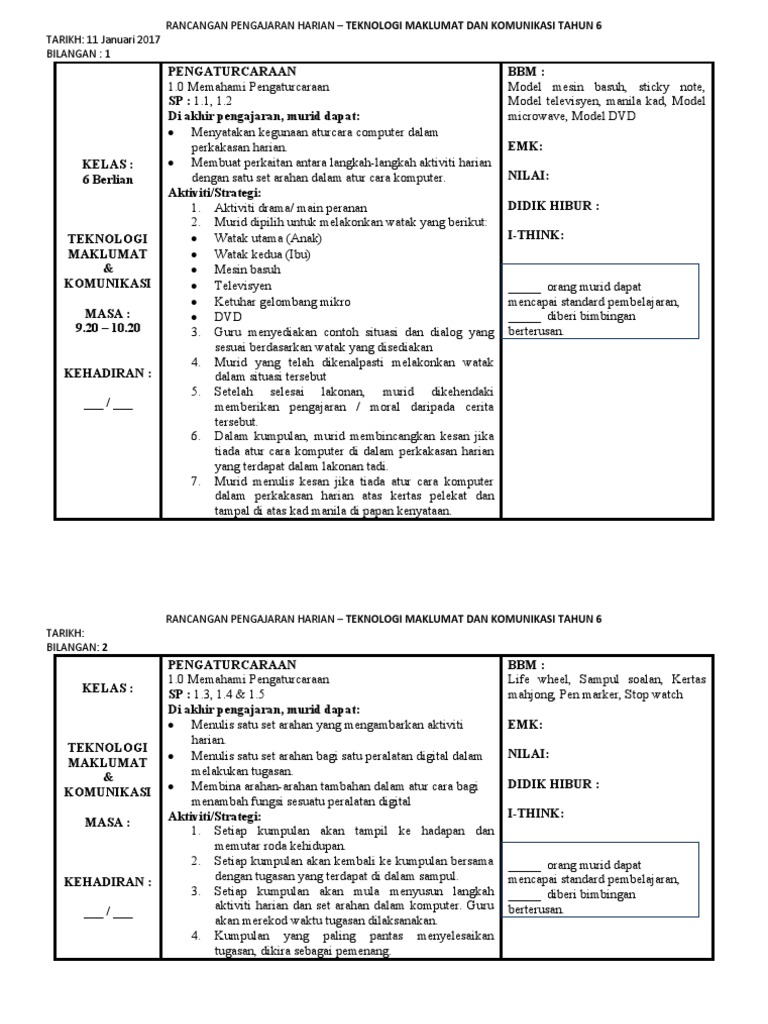 RPH TMK THN 6 Setahun | PDF | Komputer