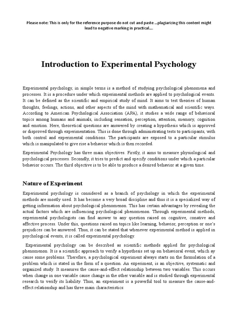 Introduction to Experimental Psychology | PDF | Experiment | Psychology