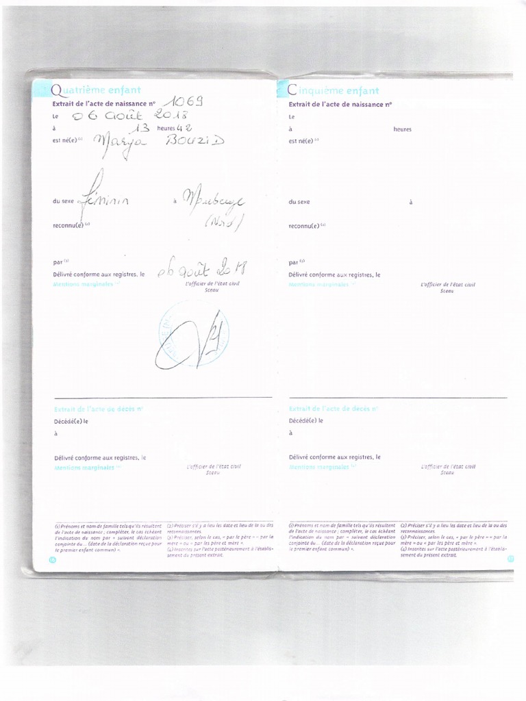 Extrait de L'acte de Naissance N' C63 C ÔC - 0 U-I . | PDF