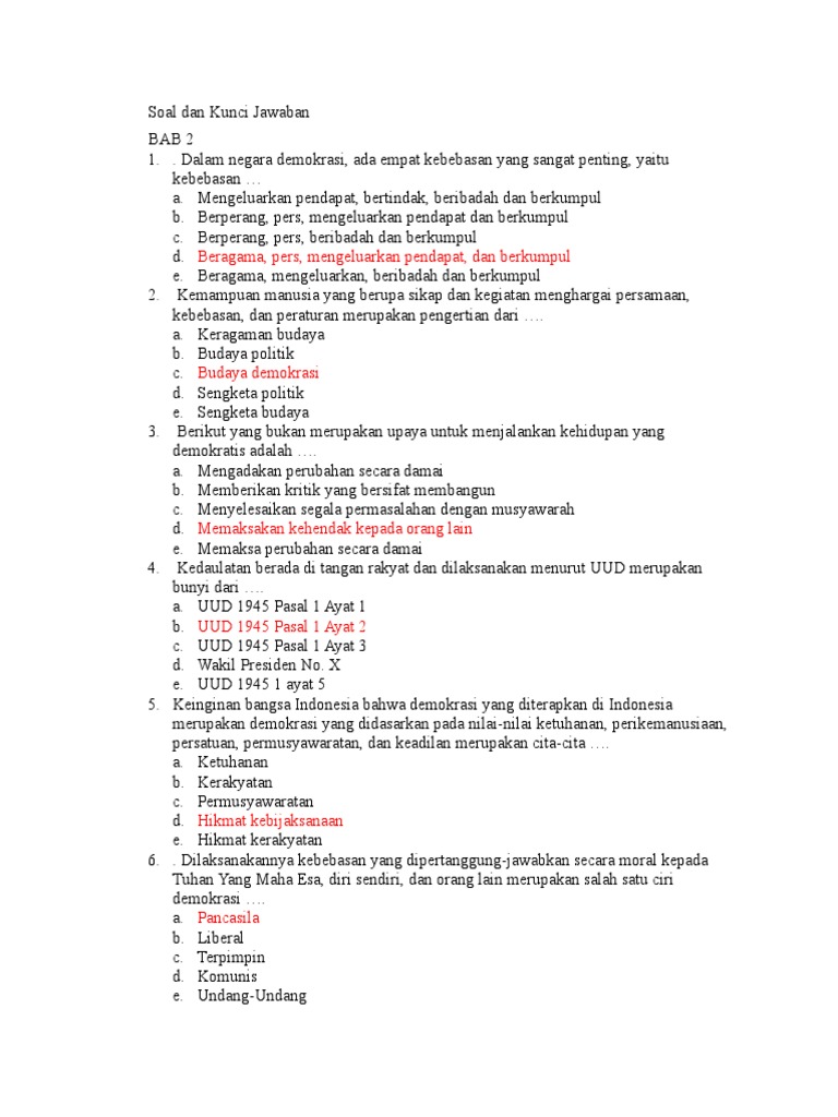Soal PKN Bab 2 | PDF