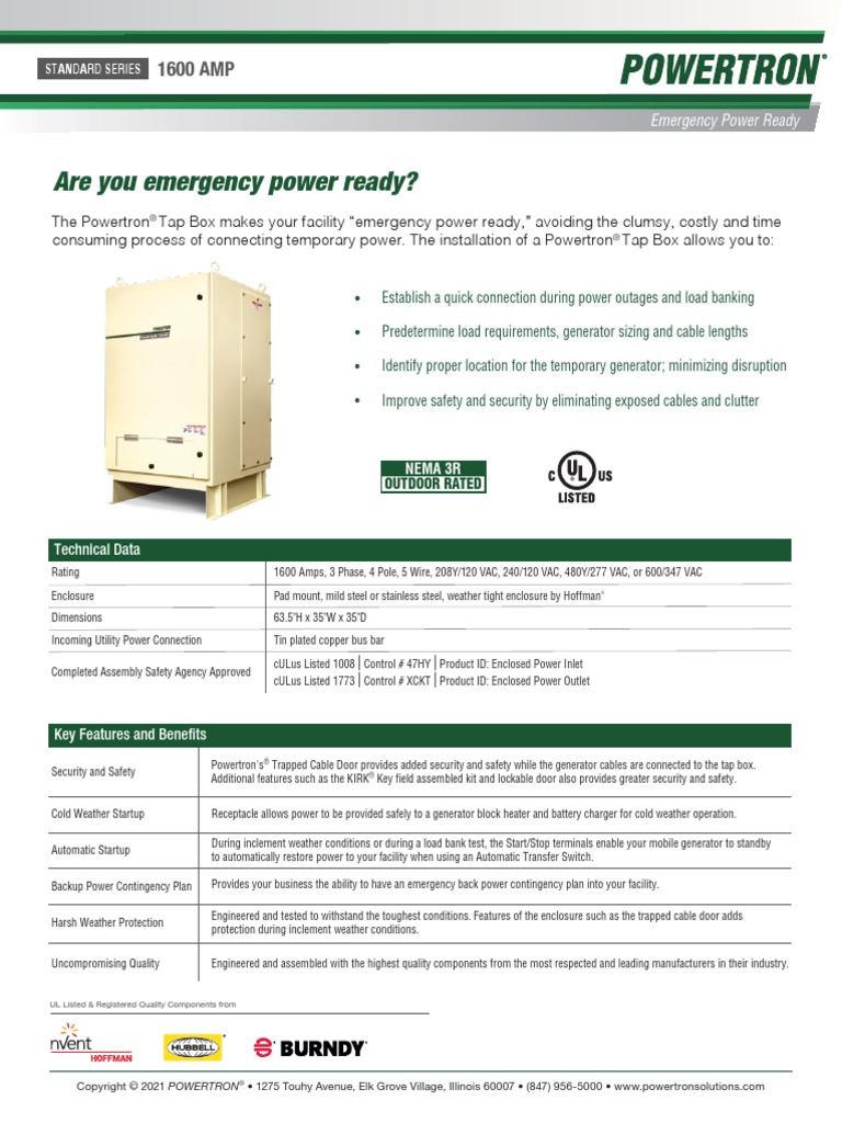 Powertron - Standard Series 1600A, Product Bulletin-3048540000196262 | Download Free PDF | Ac ...