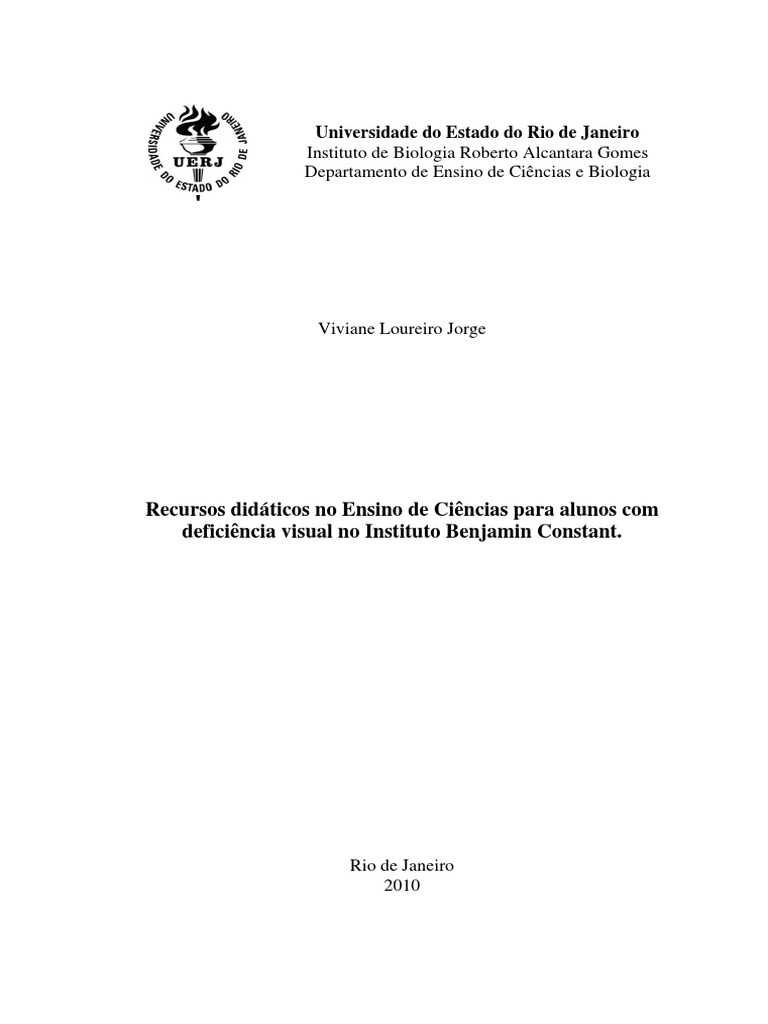 Recursos Didáticos No Ensino de Ciências para Alunos Com Deficiência ...