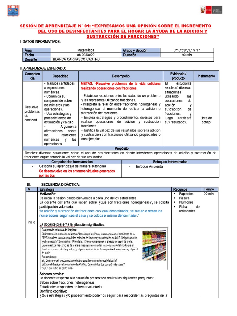 Sesion 1 - 3ero - Exp 4 | PDF | Ecuaciones | Comunicación