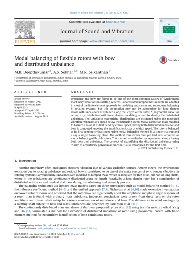 Modal Balancing of Flexible Rotors With Bow and Distributed Unbalance ... Modal Balancing of Flexible Rotors With Bow and Distributed Unbalance ...