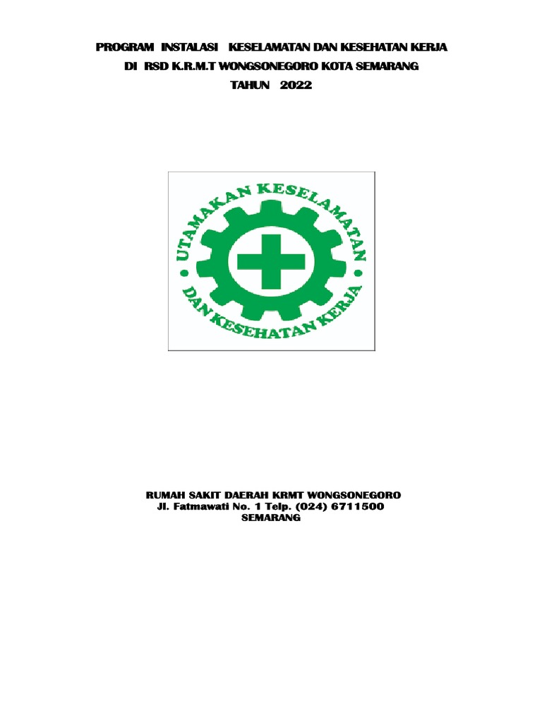 Program K3RS RSD KRMT Wongsonegoro | PDF