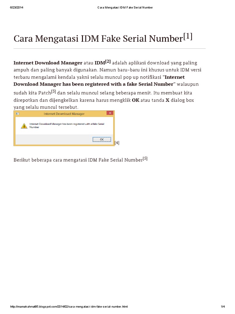 Cara Mengatasi IDM Fake Serial Number | PDF