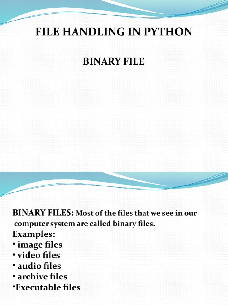 File Handling in Python (Binary Files) | PDF | Computer File | Subroutine File Handling in Python (Binary Files) | PDF | Computer File | Subroutine