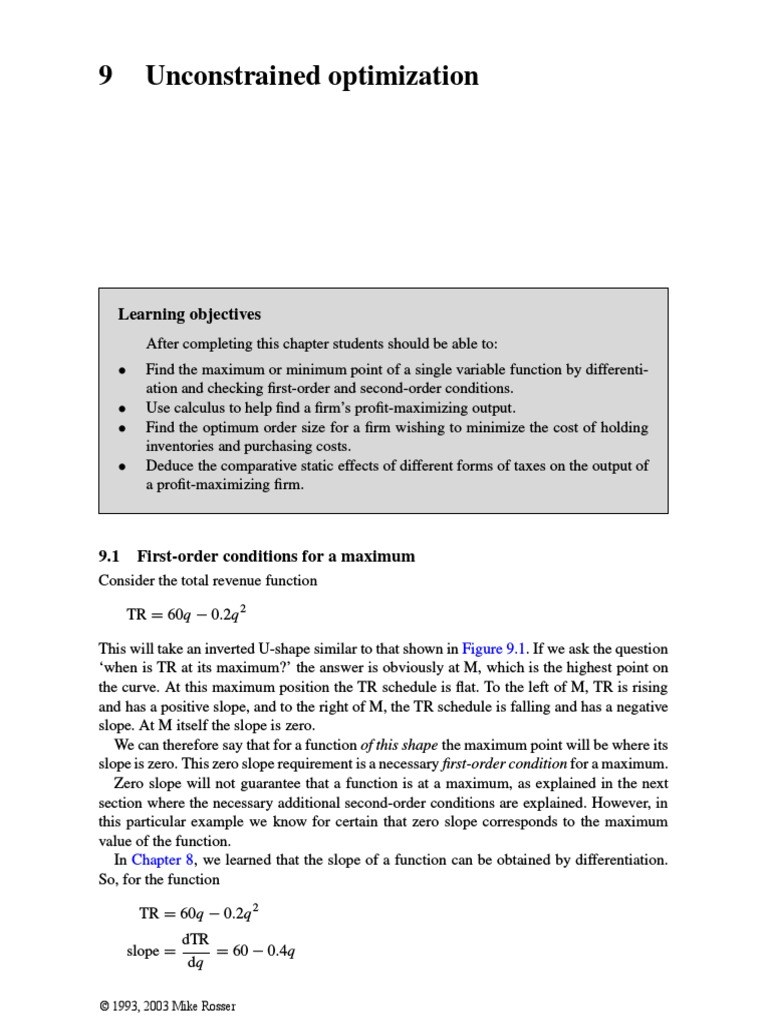 Unconstrained Optimization | PDF | Maxima And Minima | Profit (Economics)