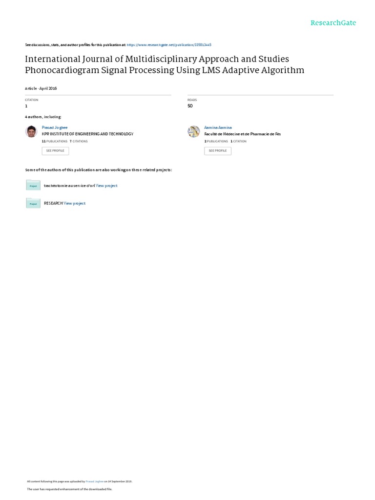 Phonocardiogram Signal Processing Using LMSAdaptive | PDF | Heart Valve ...