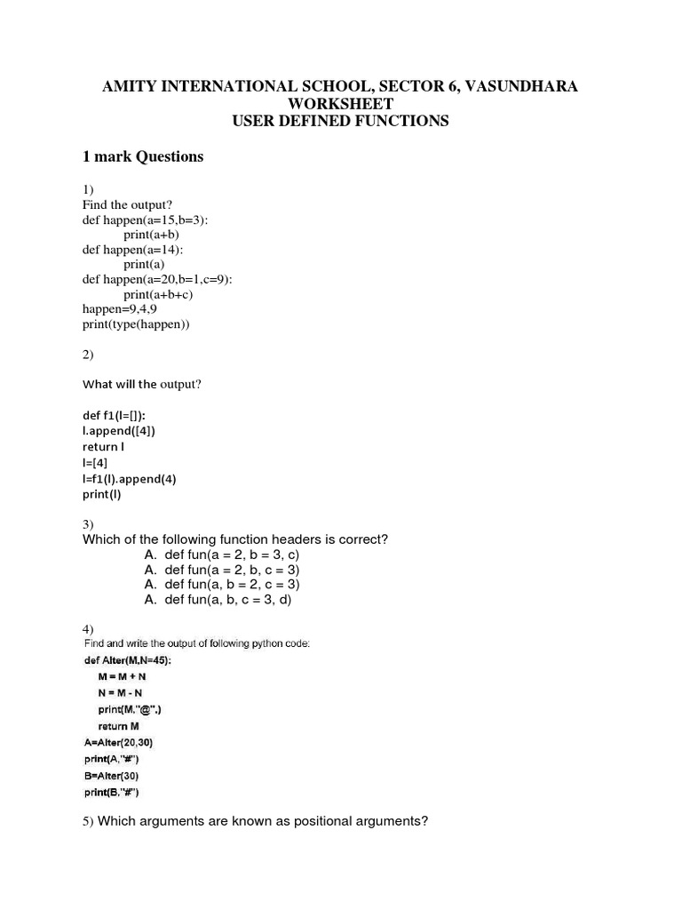 Aisv6 Xii Worksheet1 Udf Pdf Parameter Computer Programming Computer Engineering