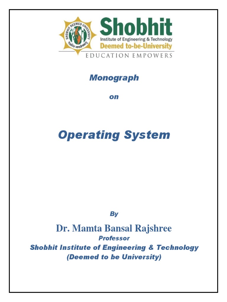 Monograph On Operating System Author DR Mamta Bansal Rajshree | PDF | Thread (Computing ...