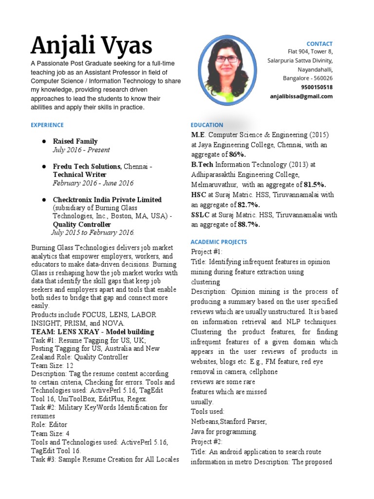 Anjali Vyas: M.E. Computer Science & Engineering (2015) | PDF | Résumé | Tag (Metadata)