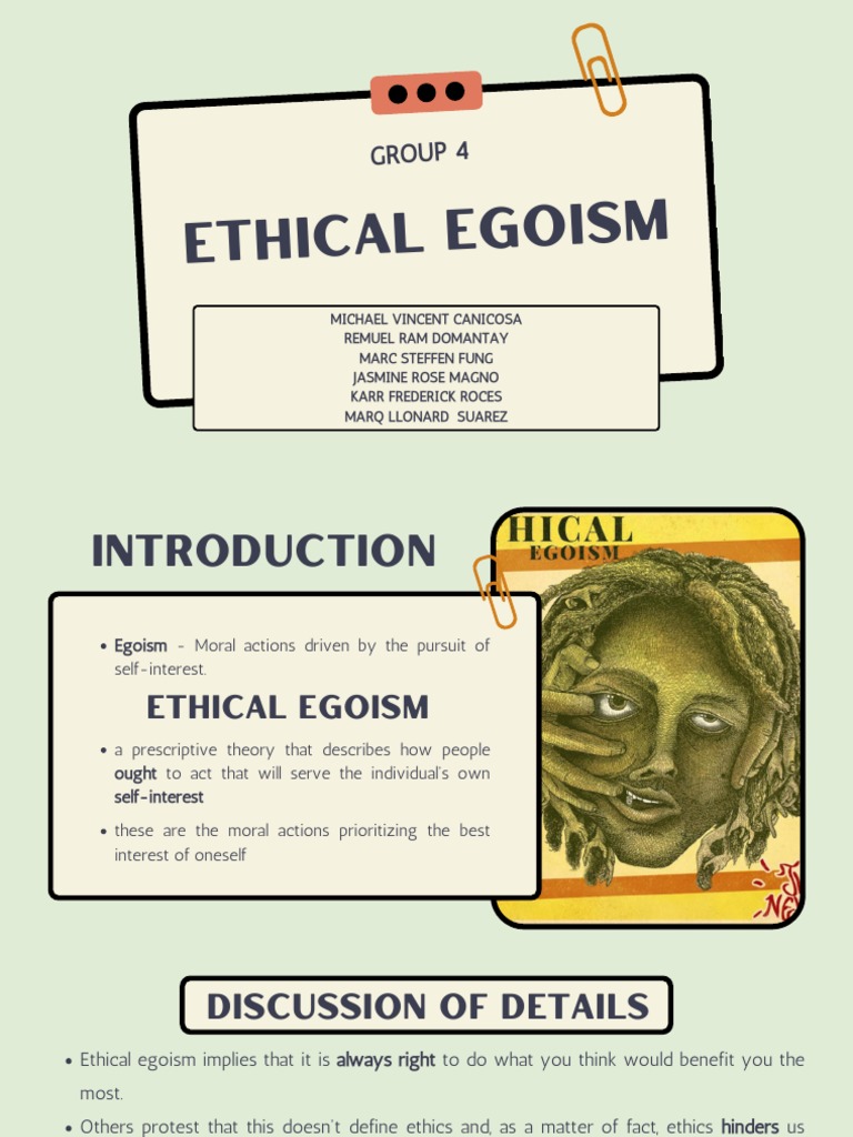 Ethical-Egoism Group4 M1EXAMS | PDF | Psychological Egoism | Altruism