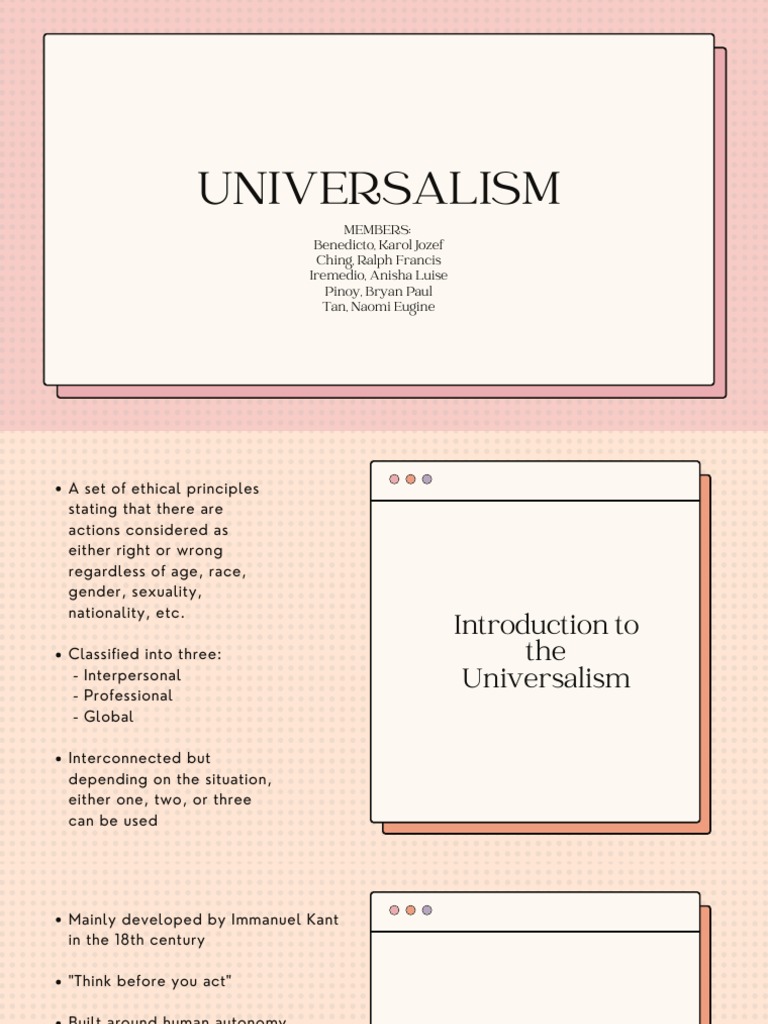 Universalism Group1 M1EXAMS | PDF | Universalism | Morality