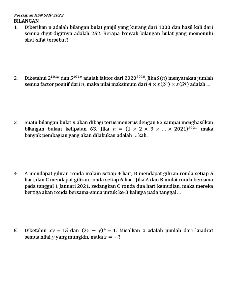 Persiapan KSN SMP 2022 | PDF