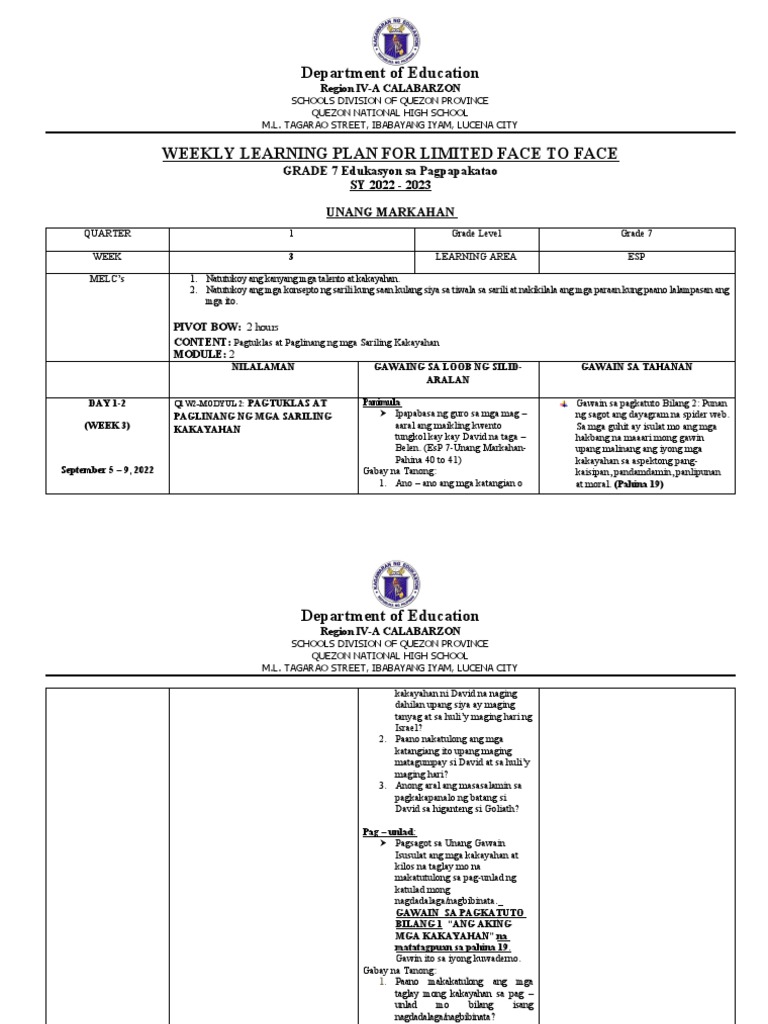 Wlp Esp 7 Week 3 To 6 Pdf