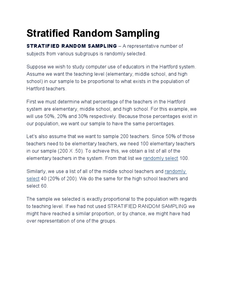 Stratified Random Sampling | PDF | Sampling (Statistics) | Stratified ...