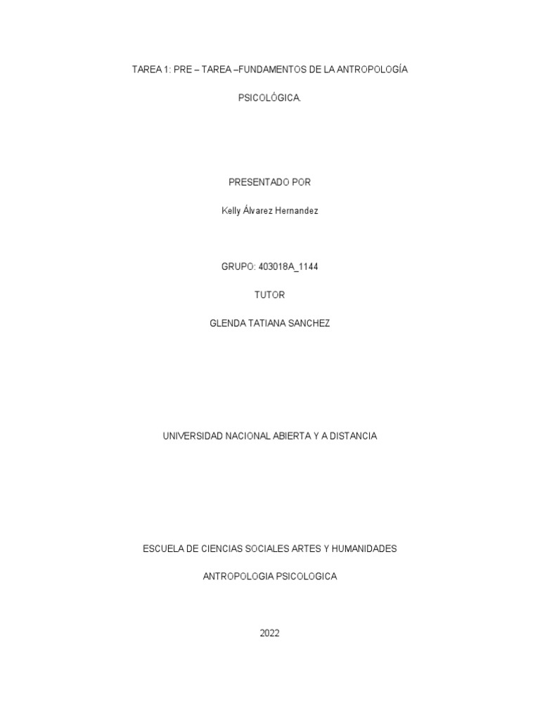 Tarea 1 Pre - Tarea - Fundamentos | PDF | Antropología | Sicología