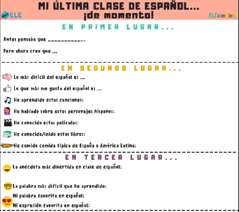 Mi Ultima Clase de Espanol | PDF