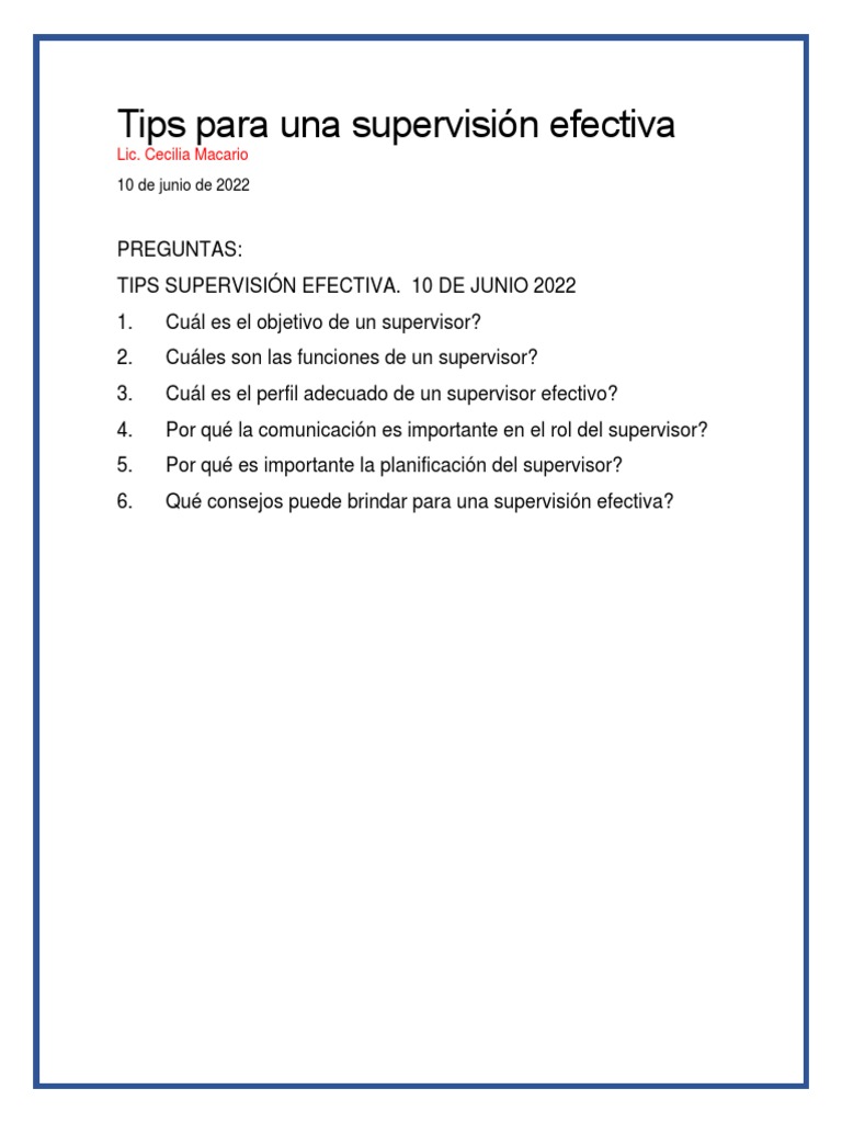 Tips para Una Supervisión Efectiva | PDF