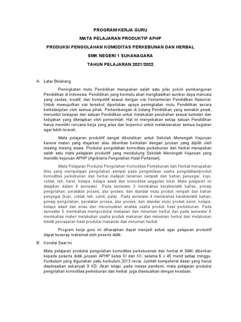 Program Kerja Guru Produktif | PDF