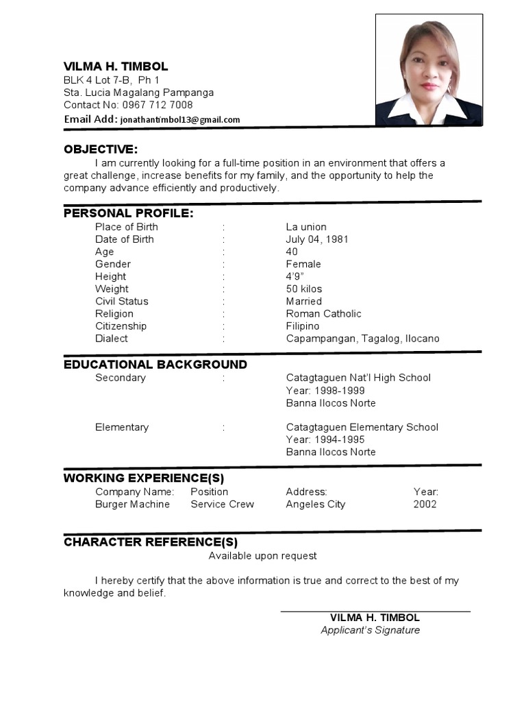 Vilma Timbol Resume | PDF