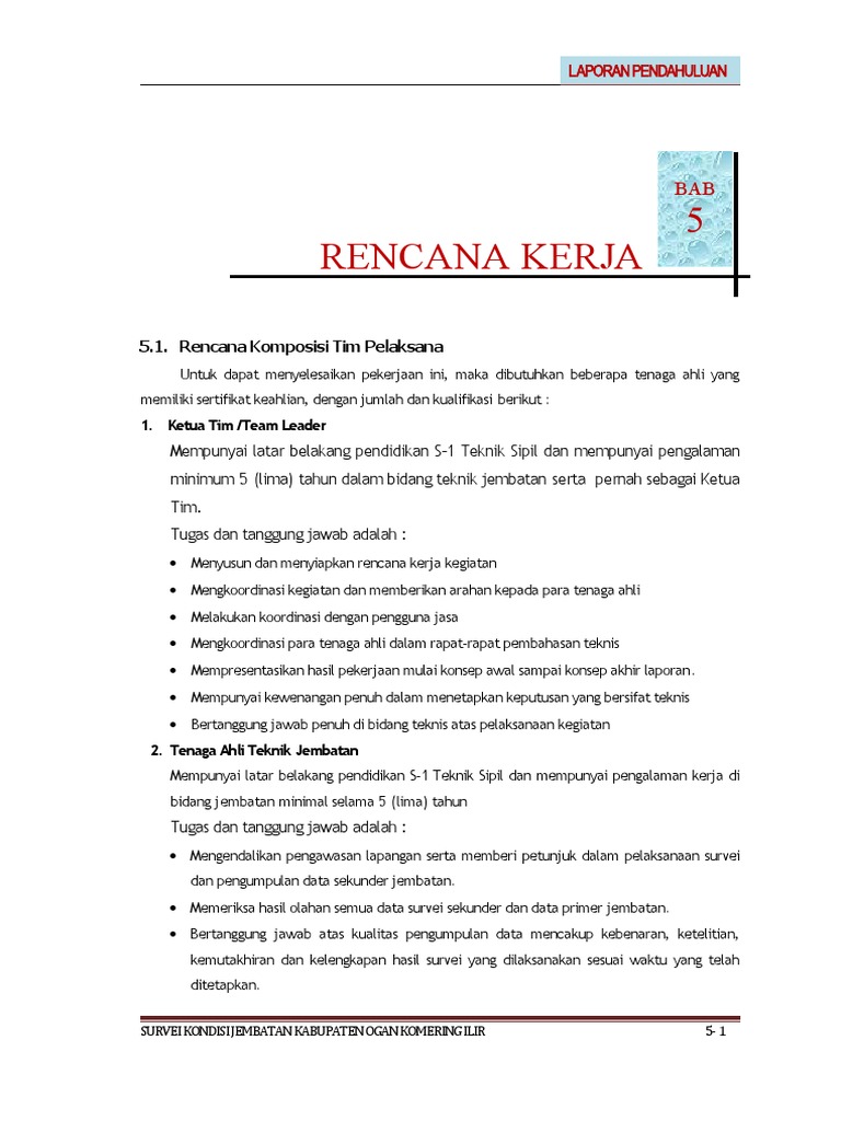 Bab. 5 Rencana Kerja Ok | PDF