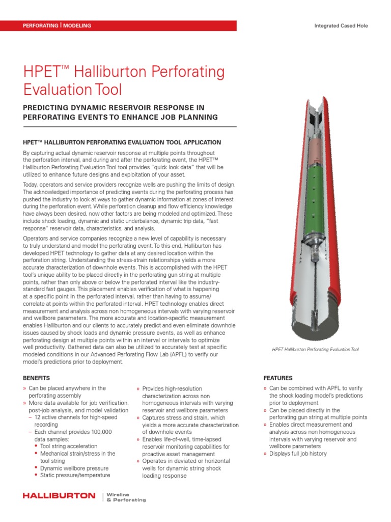 Halliburton Perforating Evaluation Tool Data Sheet | PDF | Petroleum ...