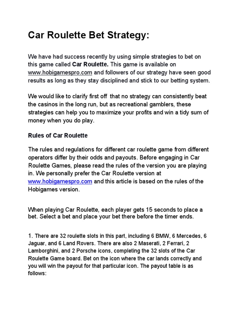 Car Roulette Strategy | PDF | Roulette | Gambling