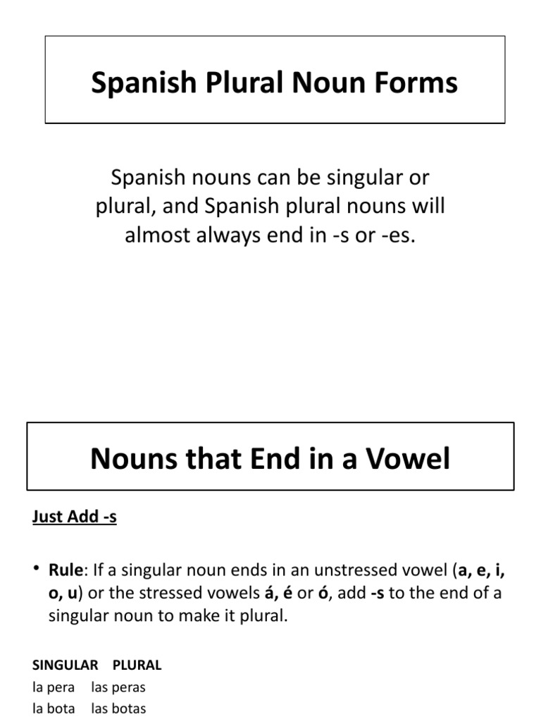 N1 - Day - 3 - Spanish Plural Noun Forms | PDF